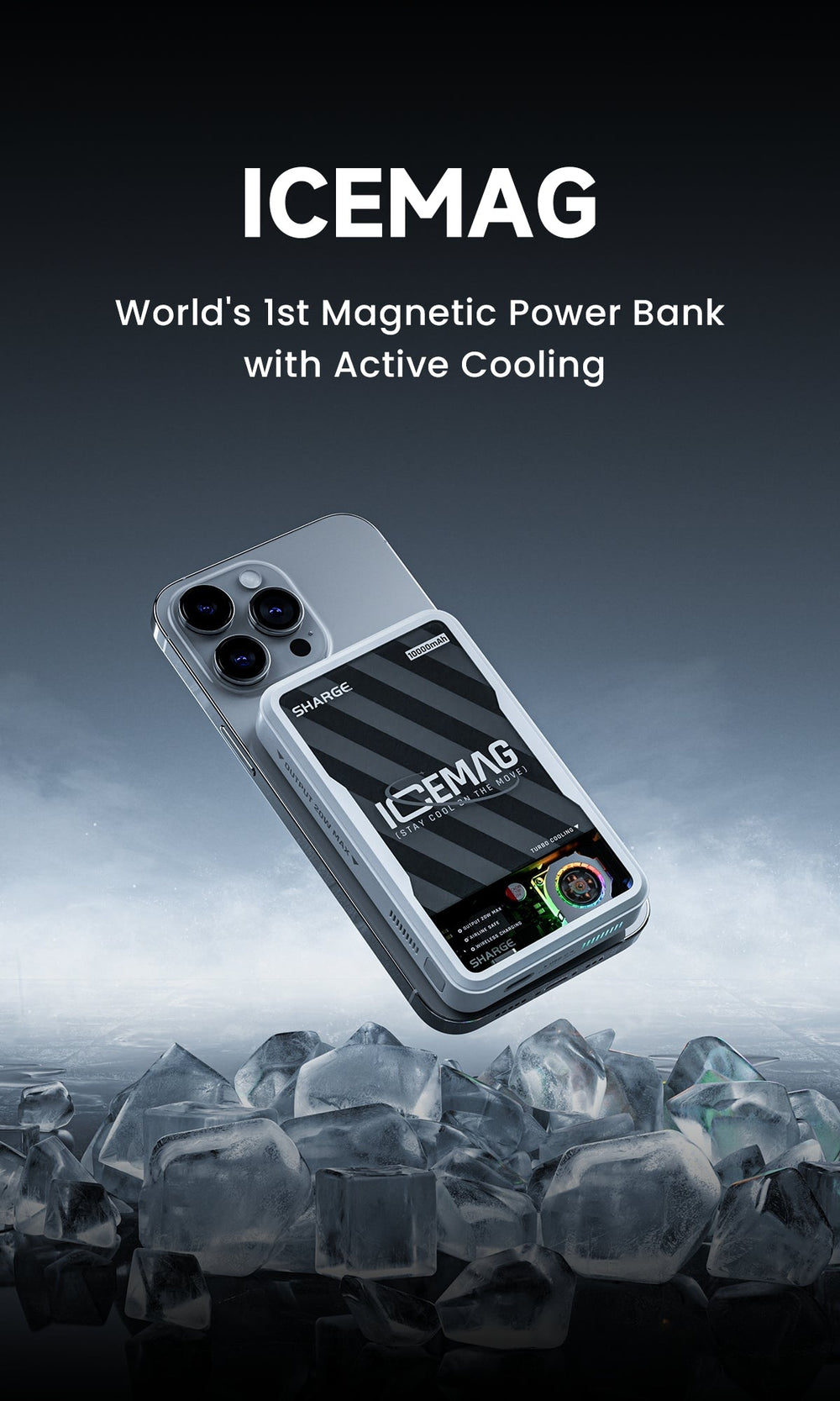 ICEMAG. World's 1st Magnetic Power Bank with Active Cooling.
